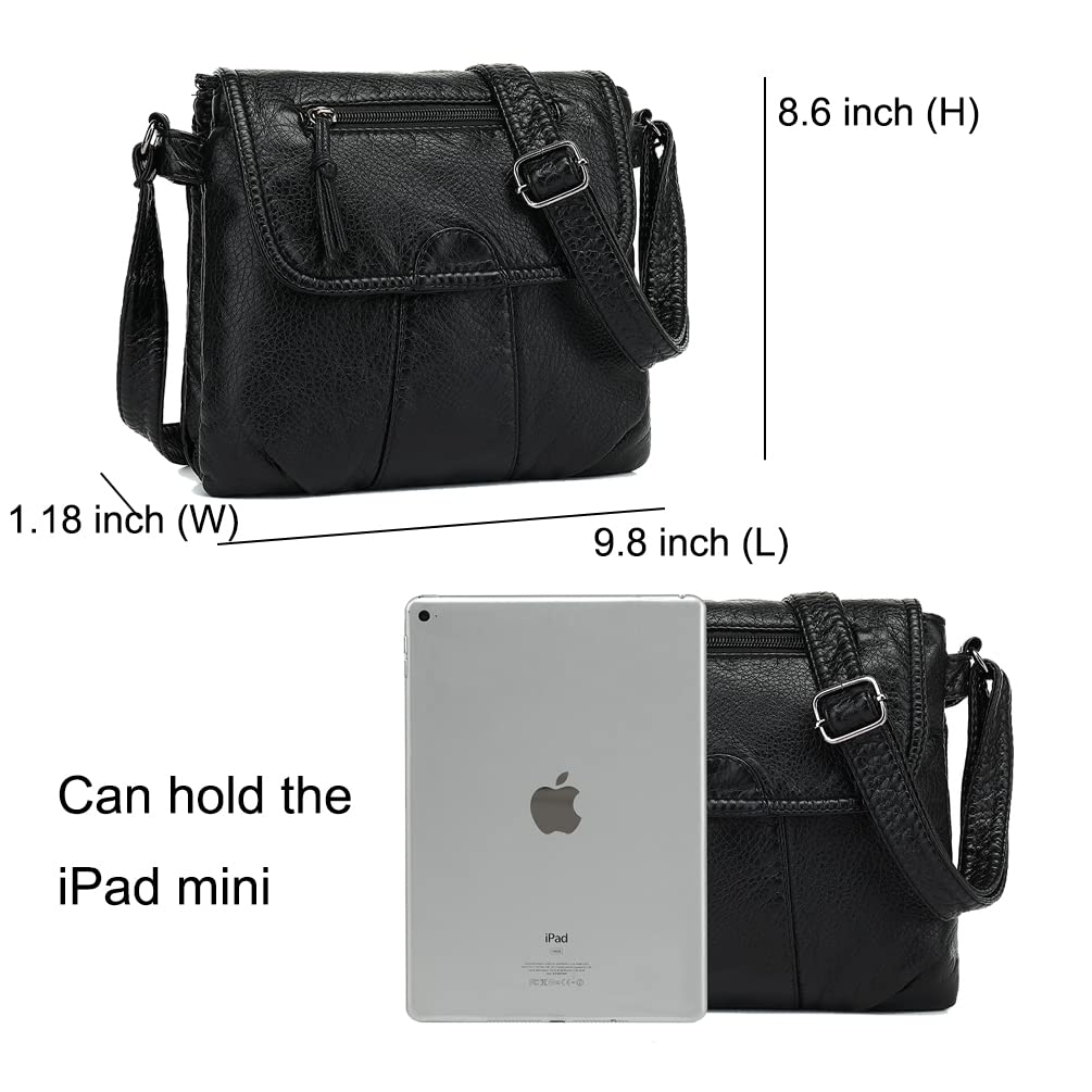 ZOVYRON Soft Leather Crossbody Purse for Women, Lightweight Crossbody Bag Multi Pocket Flapover Shoulder Bag