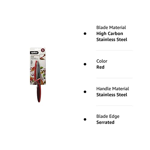 ZYLISS Serrated Paring Knife, 4-Inch Stainless Steel Blade, Red