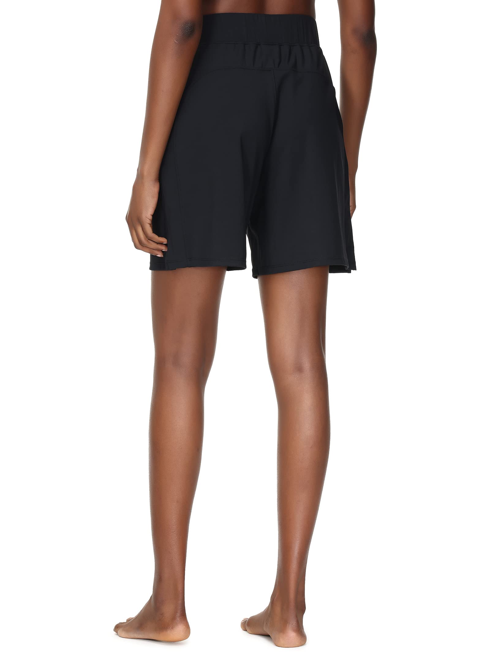 Women's Bermuda Shorts Athletic Long Loose Fit Shorts with Pockets Drawstring Lounge Shorts for Walking Workout Yoga (Black, X-Large)