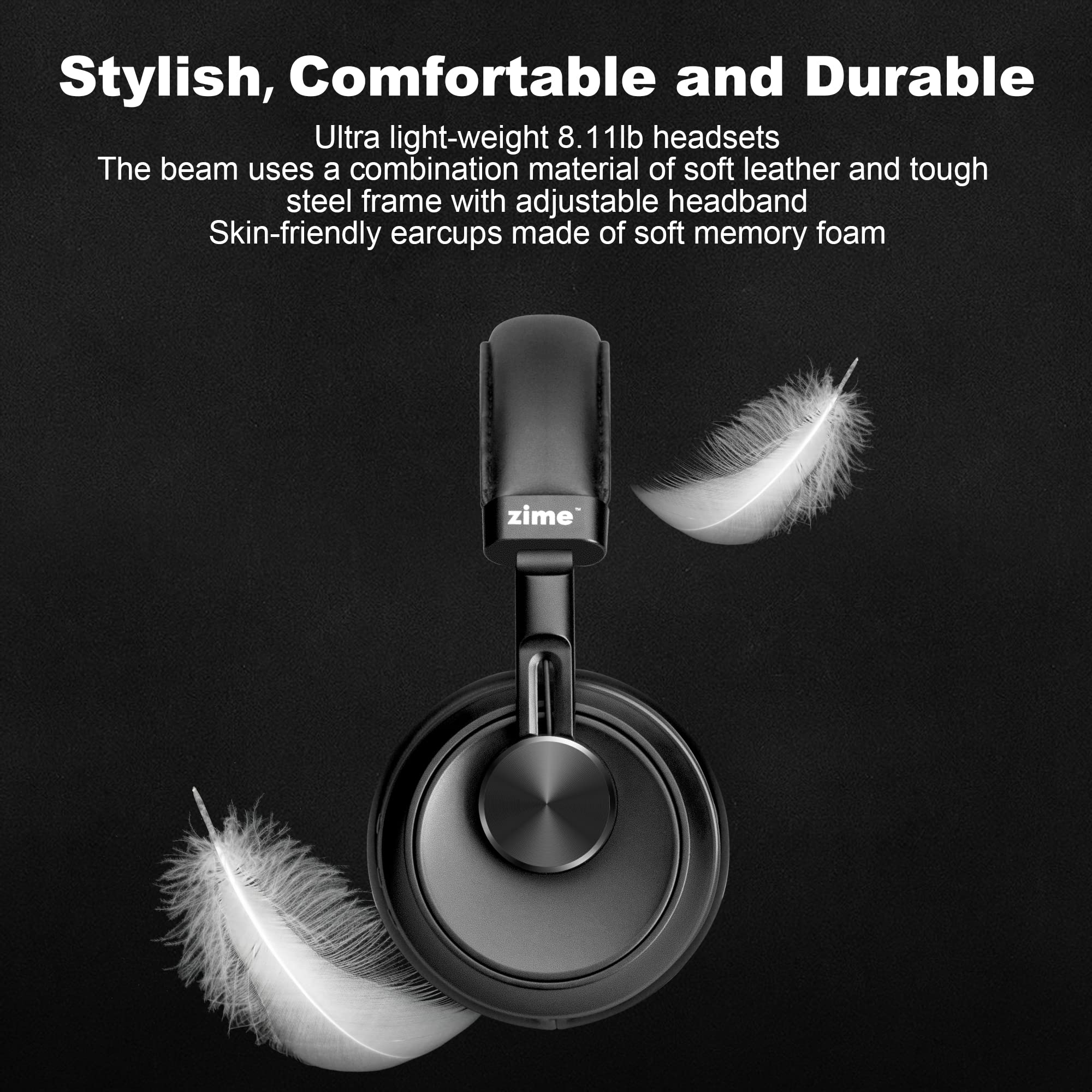 zime Ranger Over The Ear Headphones Wireless Bluetooth, Multi-Platform Wired & Wireless Gaming Headset with Microphone, Ultra Low Latency Bluetooth Headphones for Travel Office Home Black