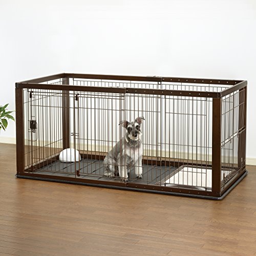 Richell Expandable Pet Crate with Floor Tray, Small, Dark Brown