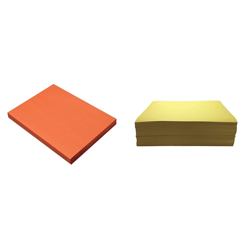 Prang (Formerly SunWorks) Construction Paper, Orange, 9" x 12", 100 Sheets & Childcraft Construction Paper, 9 x 12 Inches, Yellow, 500 Sheets