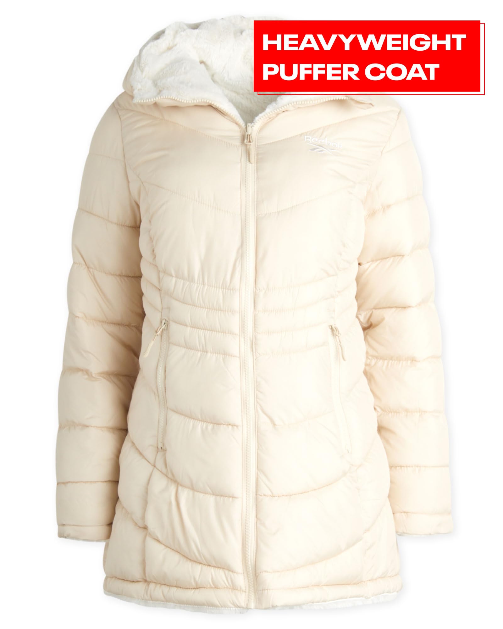 Reebok Women's Winter Jacket - Reversible Quilted Puffer with Sherpa Fleece Lining – Parka Coat for Women (S-3X, Plus Size), Size 3X, Black