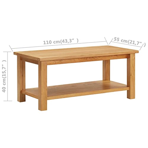 QJBSAVVA Coffee Table 43.3"x21.7"x15.7" Solid Oak Wood,Center Table Low Table Folding Table Entrance Table Suitable for Meeting Rooms, Reception Rooms, Offices