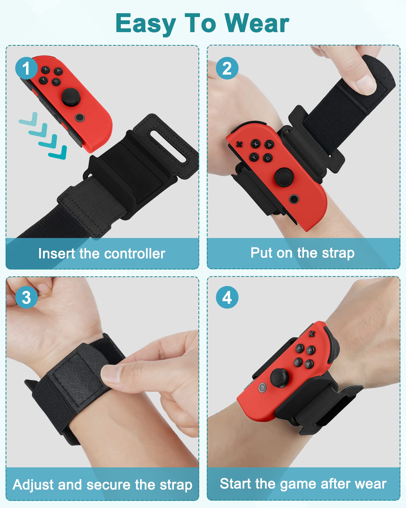 Wiilkac Upgrade Wrist Bands for Dance 2024/2023/2022/2021/2020 Switch, Two Size Comfortable Adjustable Elastic Dance Strap for Switch Joystick Controller, 2 Pack(Black)