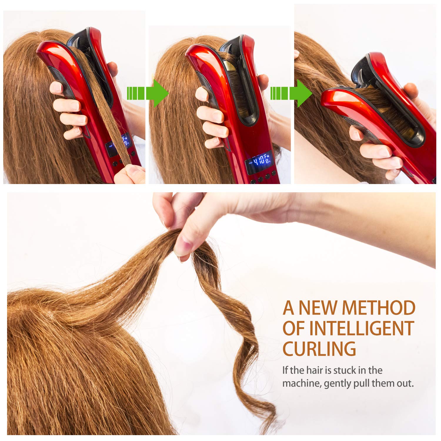 RWeLit Auto Curling Iron Spin and Curl Rotating Curler - Nano Ionic Tourmaline Ceramic Auto Hair Curler Coated with Titanium & Keratin - Adjustable Temps & Timer - Tangle Alarm