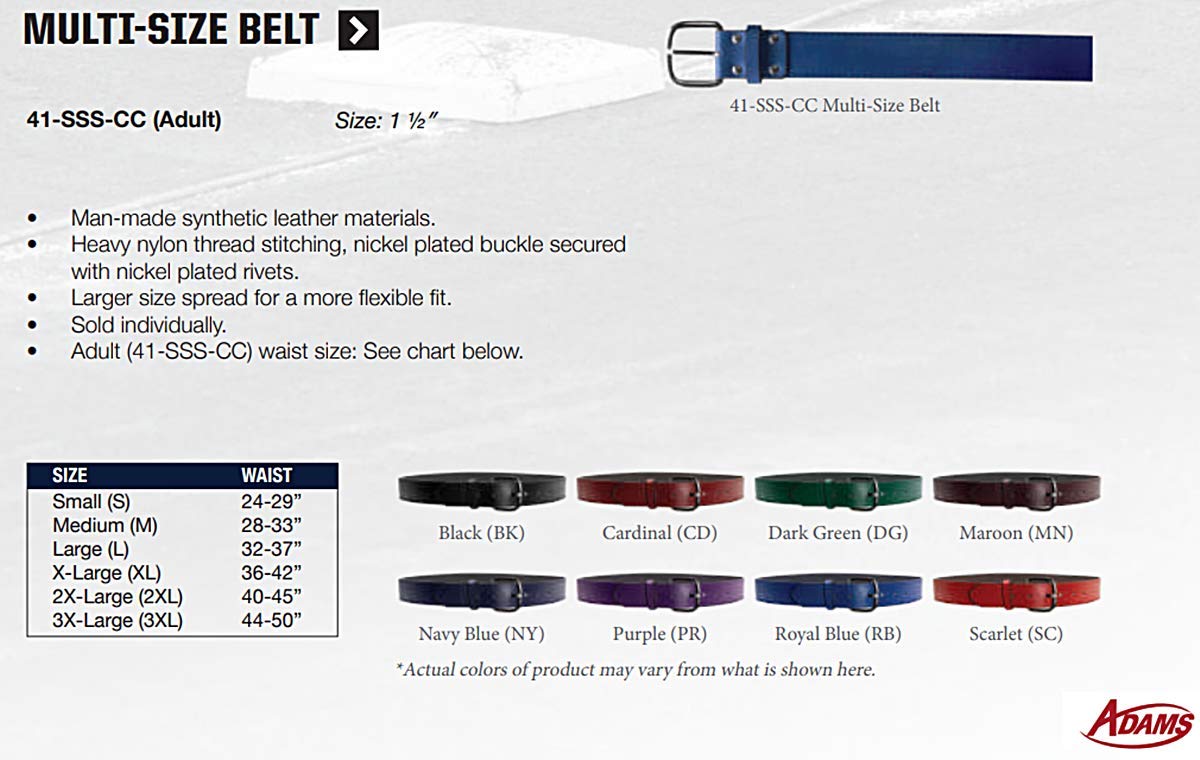 Schutt Sports Synthetic Leather Baseball and Softball Uniform Belt, Dark Green, 2X-Large