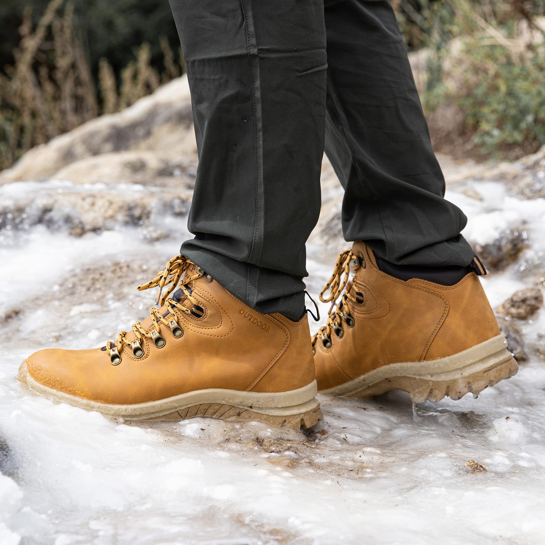 ZASEPY Hiking Boots Men | Work Boots for Men | Comfortable & Waterproof & Non-Slip | Men's Hiking Boots Trekking Camping Backpacking Brown