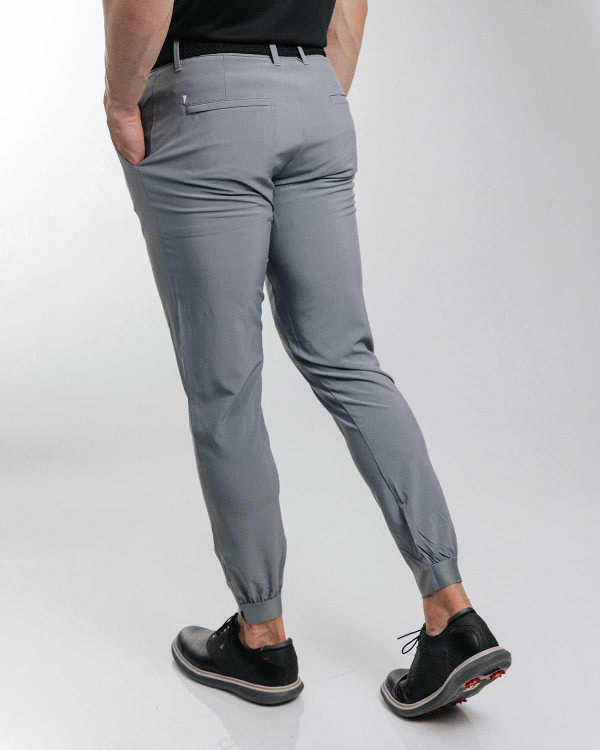 Primo Golf Jogger, Lightweight Four-Way Stretch Golf Pant, 4 Pockets, Inner Gel Waistband, Elastic Zipper Ankles, Light Gray, 30 Regular