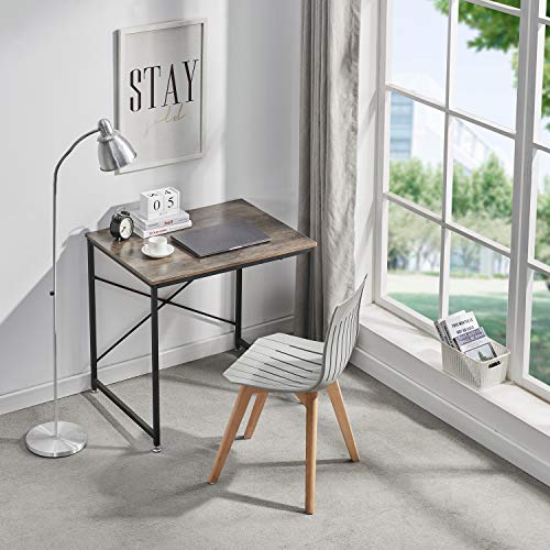 Symylife Modern Computer Desk Table Home Office Desk, Modern Simple Style Laptop Table with Metal Frame,Vintage Grain