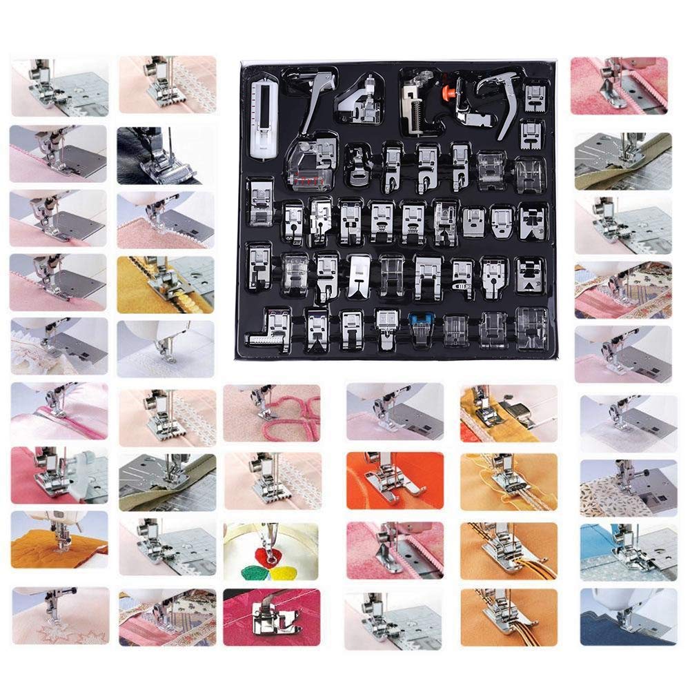 Sewing Machine Presser Foot Feet Kit Set,Fits for Brother, Baby Lock, Singer, Elna, Toyota, New Home, Simplicity, Janome, Kenmore, and White Low Shank Sewing Machine (42pcs)