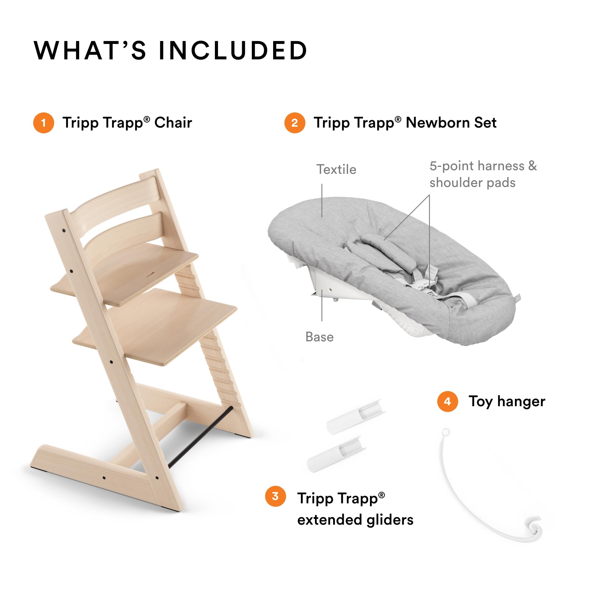 Tripp Trapp Chair from Stokke (Natural) + Tripp Trapp Newborn Set (Grey) - Cozy, Safe & Simple to Use - for Newborns Up to 20 lbs