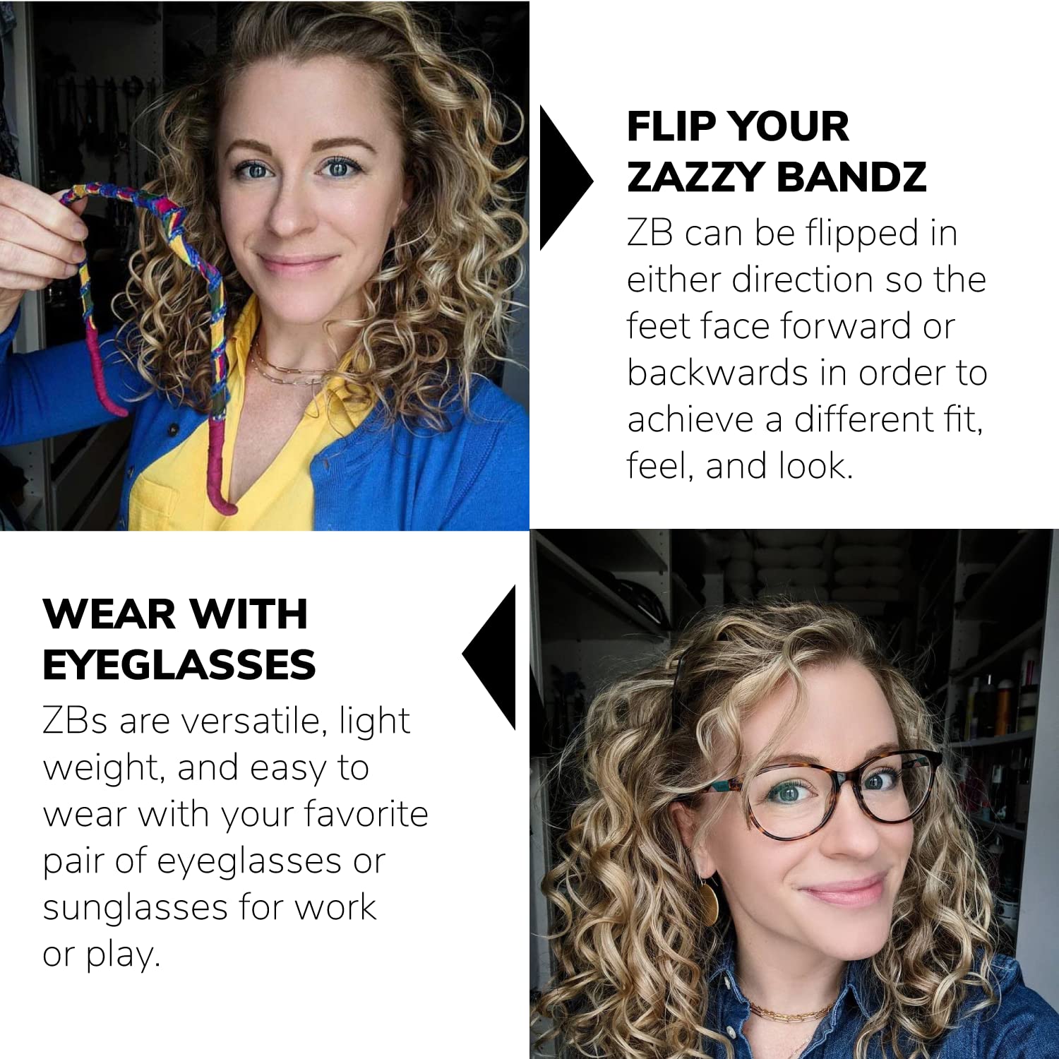 Zazzy Bandz - Curly Thick Hair - Medium Headband - Hair Blending (Relaxed, Dark Espresso)