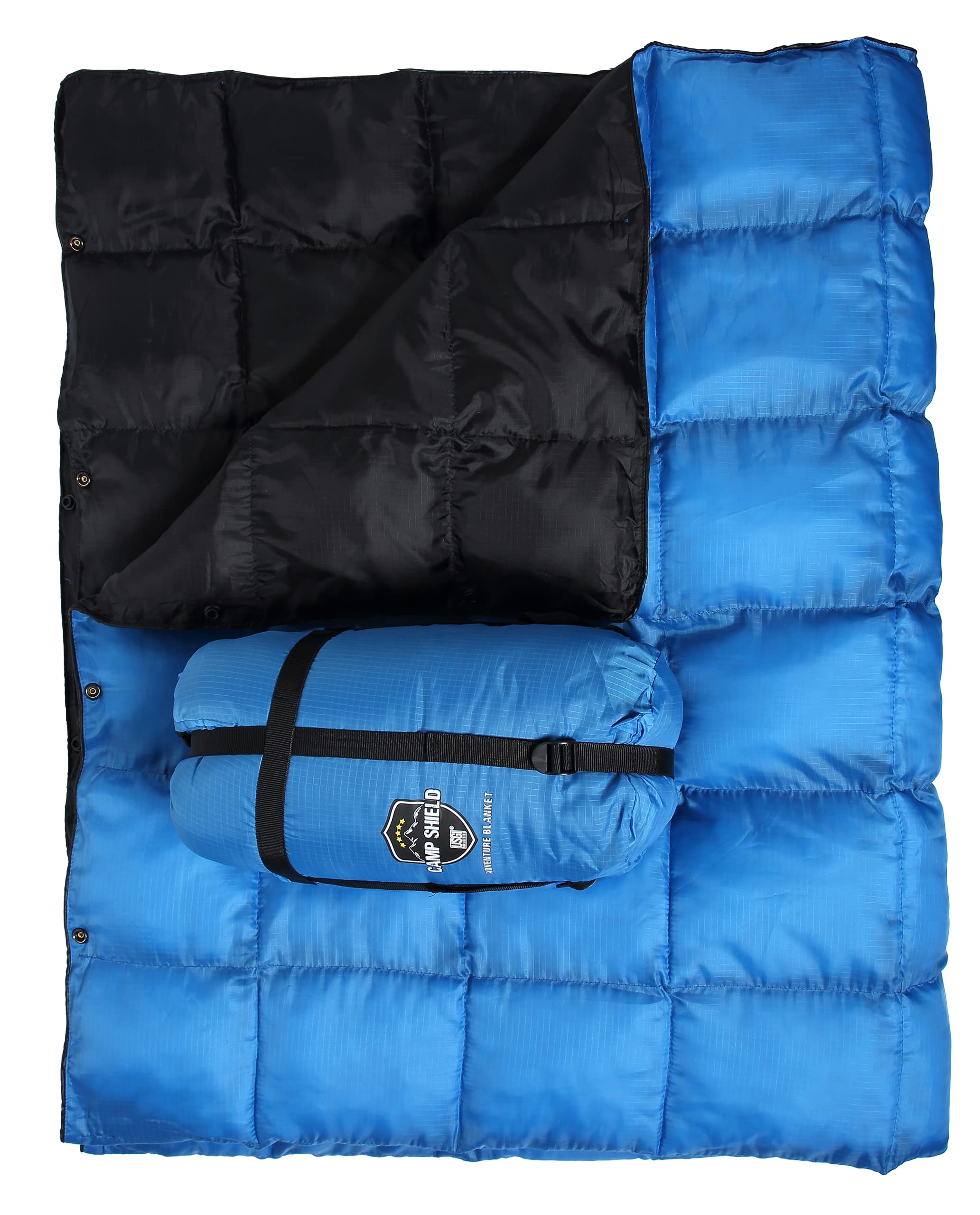 USGI Industries Camp-Shield Adventure Blanket | Added Padding, Water Resistant, Lightweight and Warm | Perfect for Traveling, Festivals, Camping or Survival | includes Compression Sack (OD/Orange)