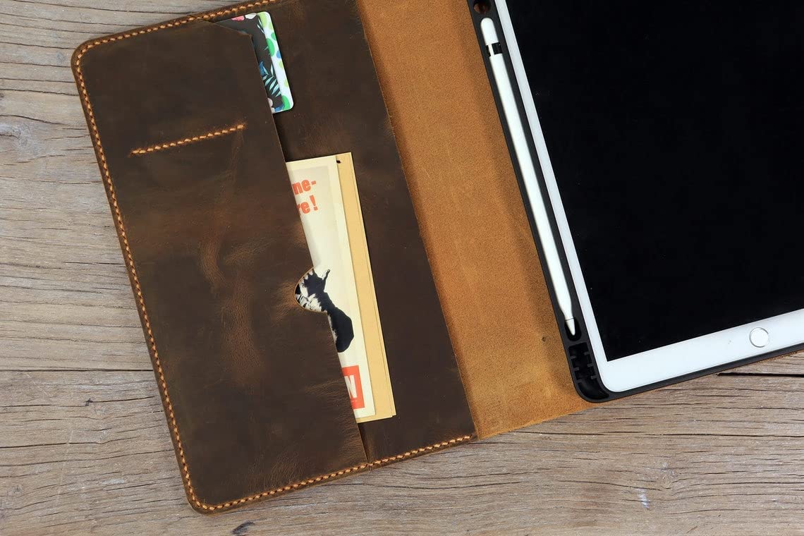 Personalized leather magnetic ipad 12.9 case, brown leather ipad air 4th generation case covers, rustic leather iPad Pro case Y02-IXPMNC (iPad mini 6)