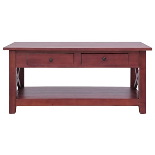 QJBSAVVA Coffee Table Brown 39.4"x21.7"x18.1" Solid Mahogany Wood,Industrial Tables Floor Standing Table Cocktail Table Suitable for Meeting Rooms, Reception Rooms, Offices