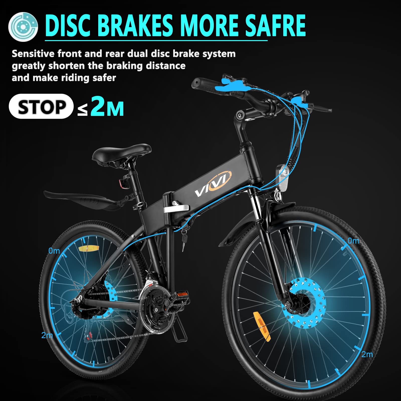 Vivi S3 Electric Bike 26" 350W Folding Electric Mountain Bike for Adults