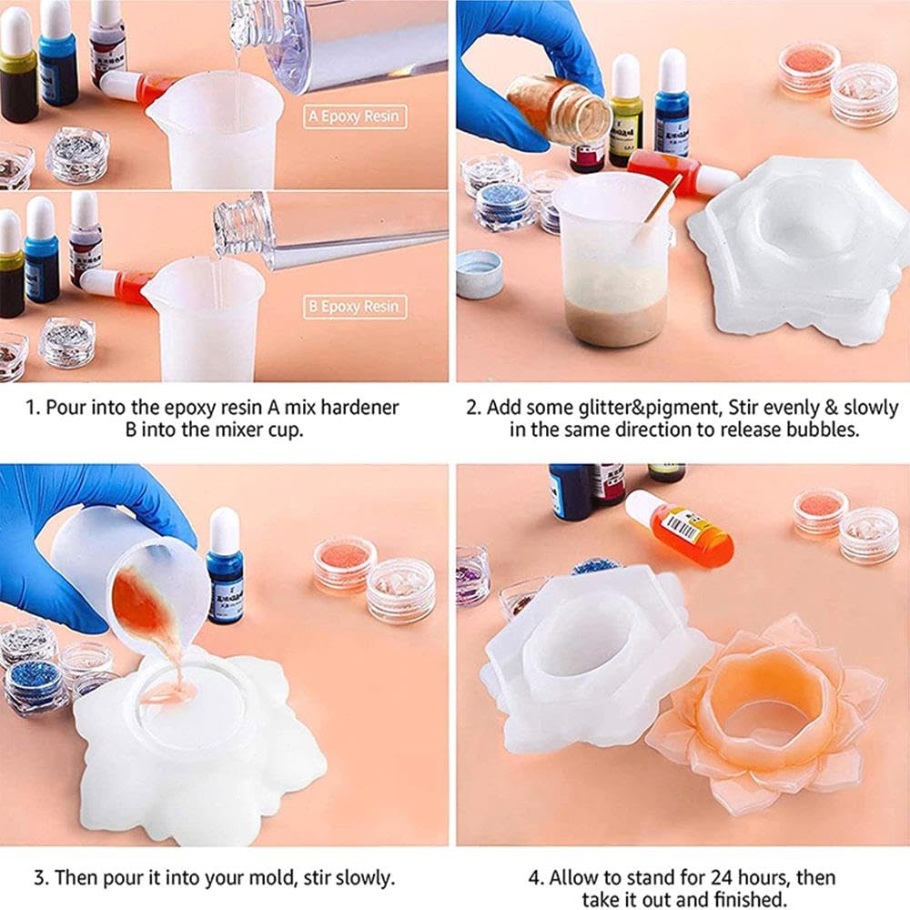 Premium Candle Making Supplies Kit with Epoxy Resin - Complete DIY Crafts and Tools Set for Exquisite Lotus Flower Decor and Unique Candle Holder - for Artistic Creations