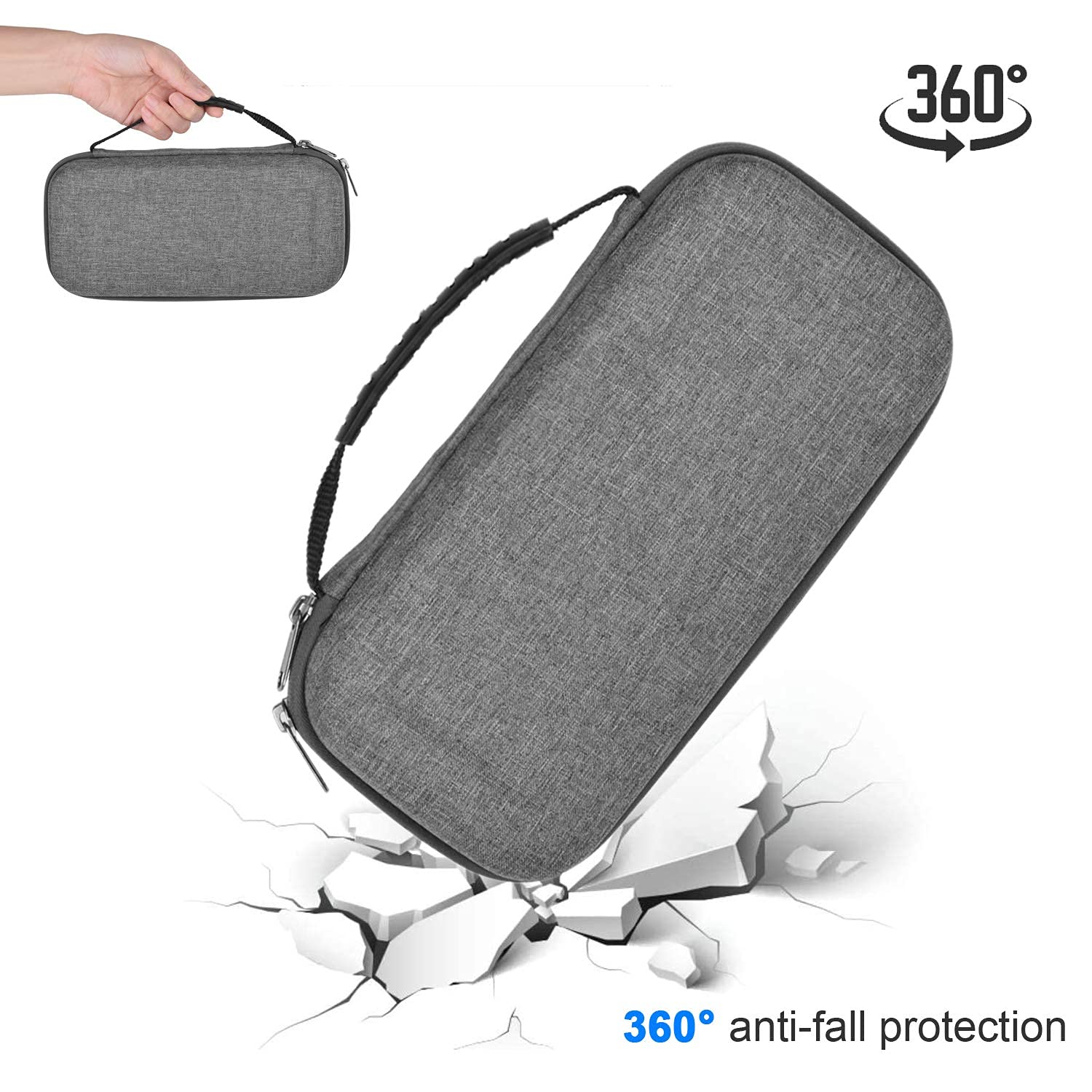 Wmythk Nintendo Switch Case Gray Protective Hard Portable Travel Bag with Tempered Glass Screen Protector-for Nintendo Switch Console & Accessories Protective