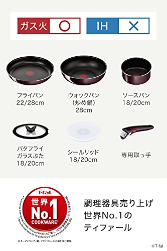 ティファール(T-fal) Ingenio Neo Pot and Pan Set, 10点セット, red (bordeaux)