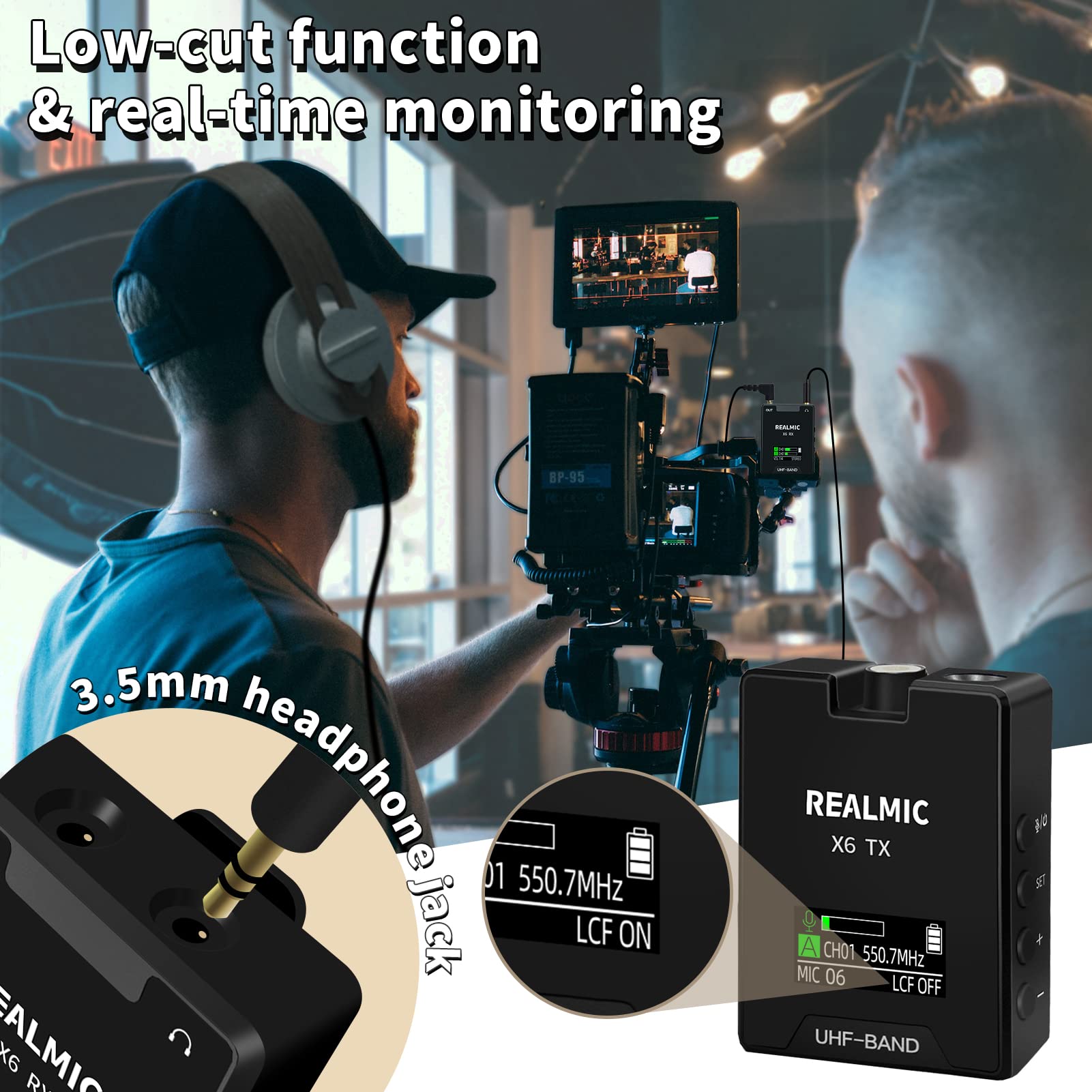 UHF Wireless Lavalier Microphone System 100-Channel Professional Dual Lapel Microphone Compatible with iPhone,Ipad,Android Smartphones DSLR Camera, for Video Recording, YouTube,Interview,Vlogging,Live