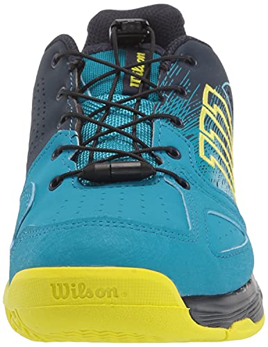 Wilson KAOS Junior QL Tennis Shoe, Barrier Reef/Navy Blazer/Lime Popsicle, 4.5 US Unisex Big Kid