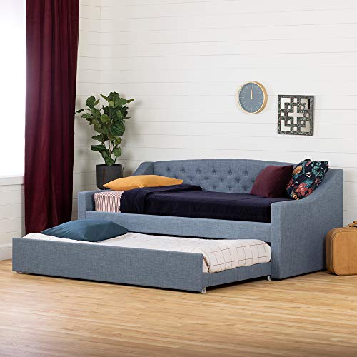 South Shore Fusion Upholstered Daybed with Trundle, Twin, Blue