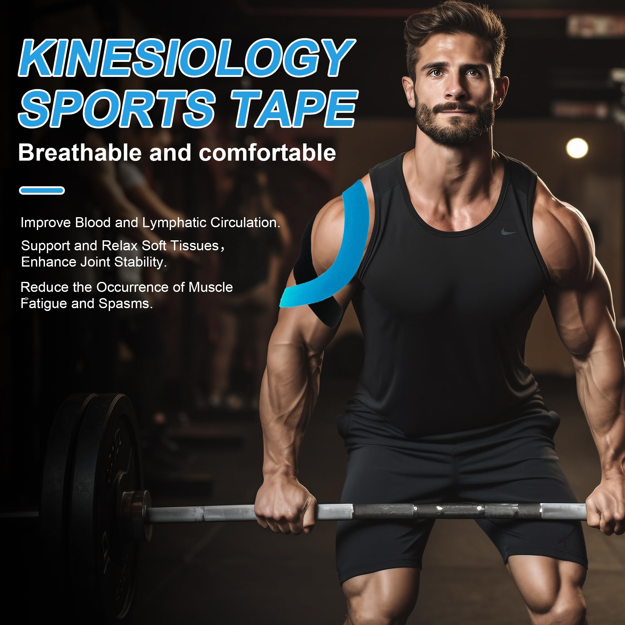 SUPERBE K Athletic Tape, Kinesiology Tape Precut - Premium Kinesthetic Tape for Muscles Knee Shoulder Elbow, 2 Inch x 16.5 feet (3 Rolls Pack)