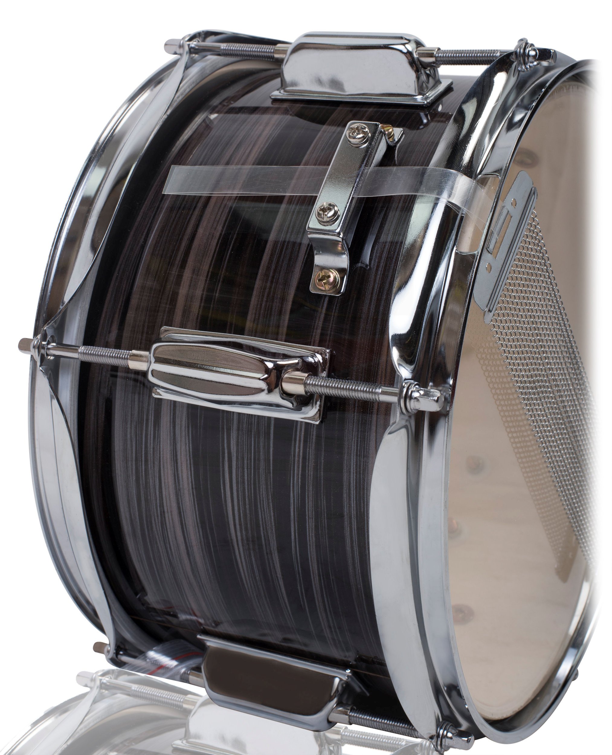 Popcorn Snare Drum by GRIFFIN | Firecracker Acoustic 10" x 6" Poplar Shell with Zebra Wood PVC | Soprano Mini Concert Marching Percussion Musical Instrument with Snare Throw Off, Drummers Key & Head