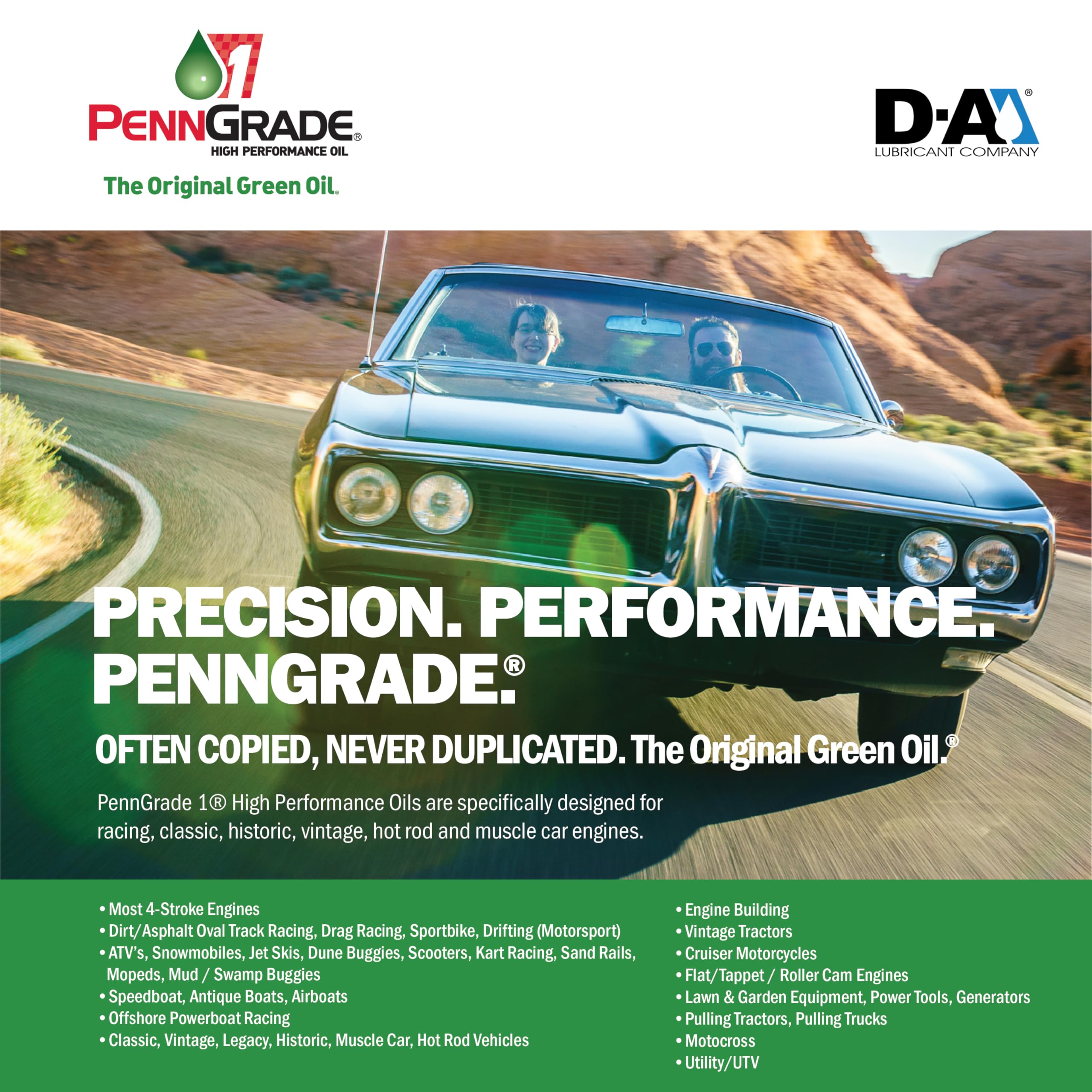 PENN GRADE 1, 71196, Synthetic Blend High Performance Oil SAE 20W-50, 1 Quart