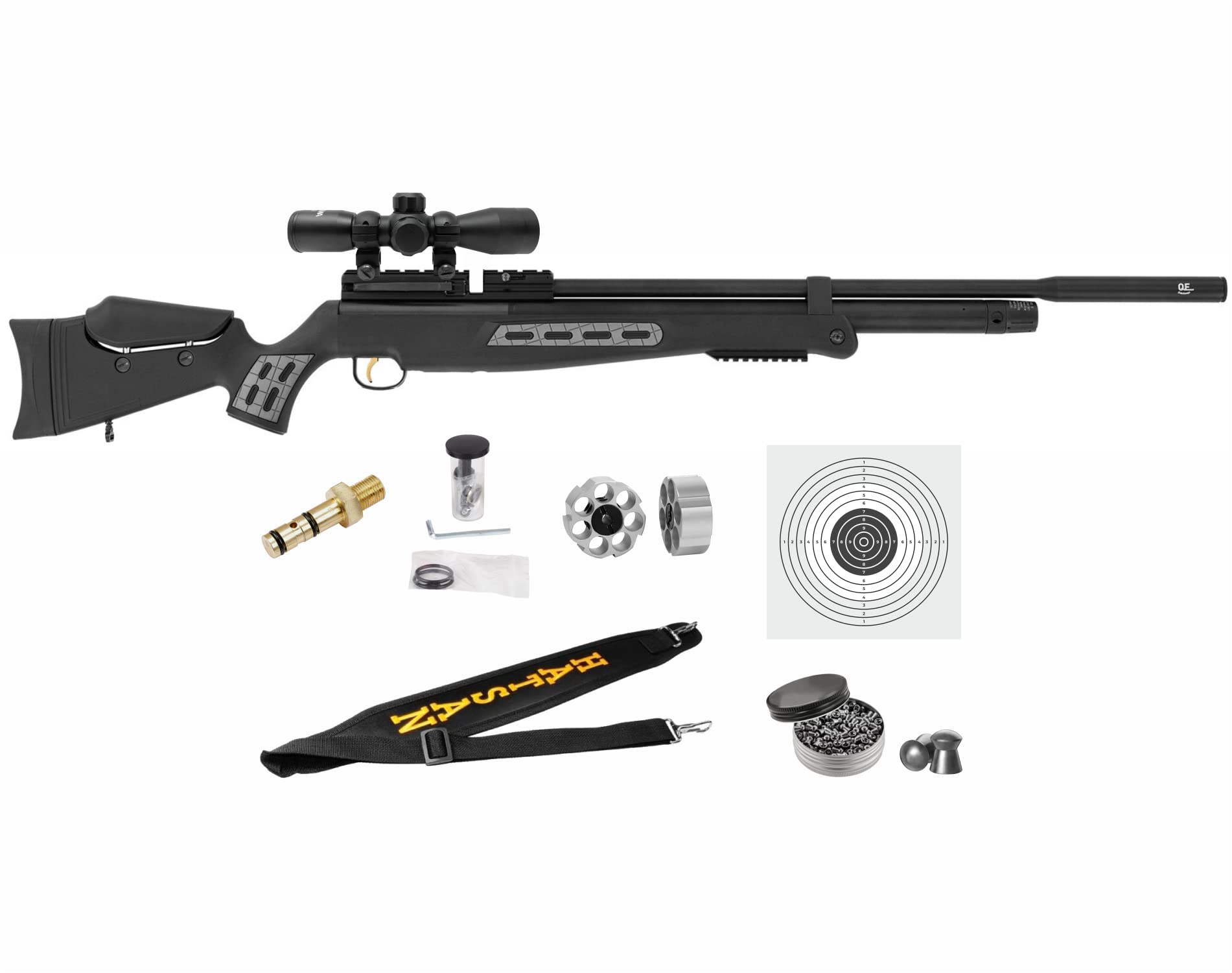 Wearable4U - Hatsan BT 65 SL QE Big Bore Carnivore .30 Cal PCP Air Rifle w/Scope and 100 Paper Targets and 100x .30 Cal Pellets Bundle