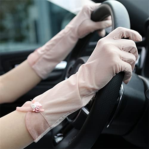 ZYKHD Summer Women's Driving and Cycling Gloves Hand Socks Hand Sleeve Sunshade Thin Ice Silk Lace Gloves (Color : B, Size : 31 * 17cm)