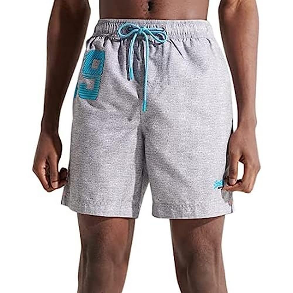Superdry Mens Waterpolo Swim Shorts Silver Grey Grit Size M
