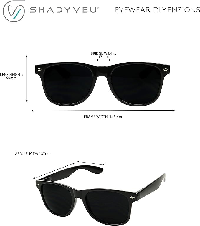 ShadyVEU Super Dark Round Sunglasses UV400 Casual Blacked Out 80's Retro Shades (Glossy Black Frame, Dark Black)