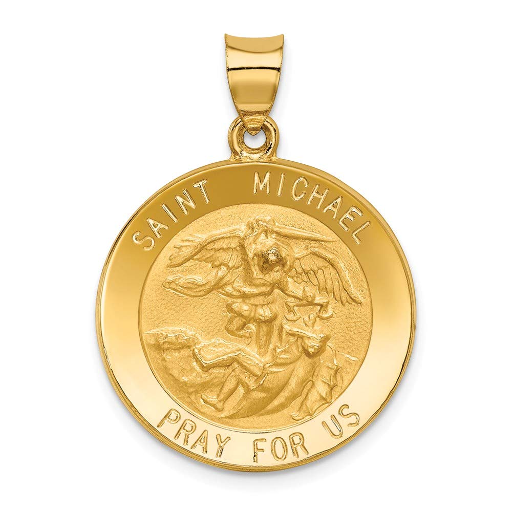 Sonia Jewels 14k Yellow Gold Catholic Patron Saint Michael Medal Pendant Charm - 32mm x 22mm