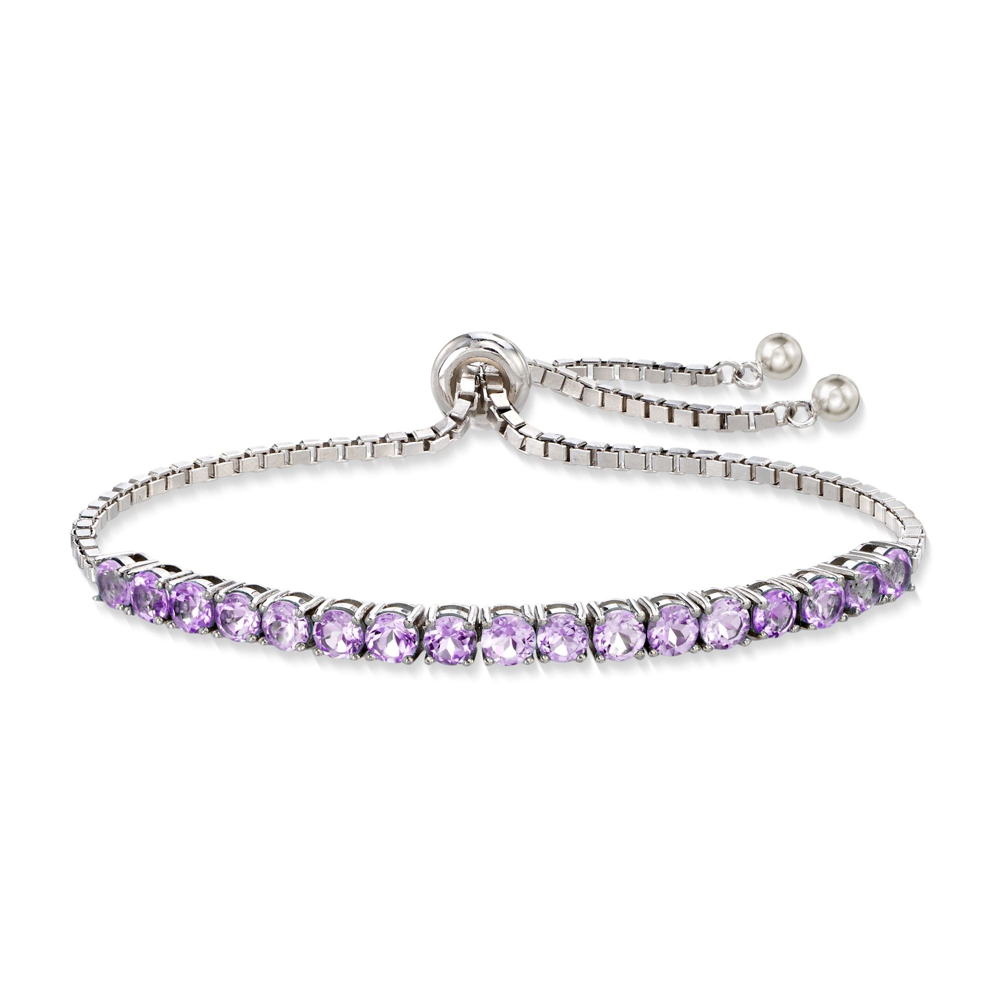 Ross-Simons 4.20 ct. t.w. Amethyst Bolo Bracelet in Sterling Silver