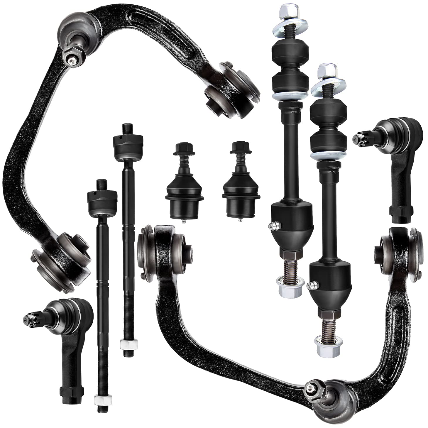 SCITOO 10pcs 4WD Front Suspension Kit Upper Control Arm Inner Outer Tie Rod End Sway Bar Link Lower Ball Joint Fit 2005 2006 2007 2008 For Ford for F-150