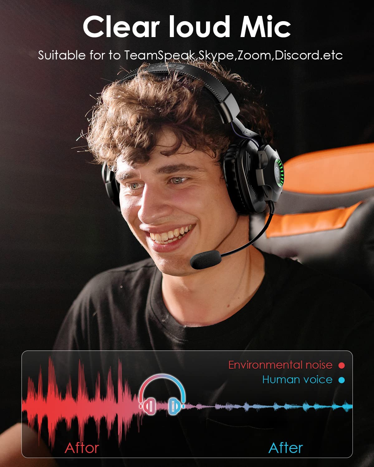 Wireless Gaming Headset with Microphone for PC PS4 PS5 PlayStation 4 5, Over Ear Noise Cancelling 2.4G & Bluetooth Wireless Gaming Headphones, RGB Lighting, 3.5mm Wired for 【Xbox One】【V07W PRO】