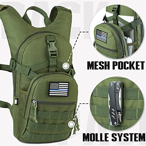SHARKMOUTH Hydration Backpack, 900D Polyester with 2L Leak-Proof Water Bladder, Keeps Liquid Cool for Up to 4 Hours, Tactical MOLLE Pack for Cycling, Hiking, Running (Green)