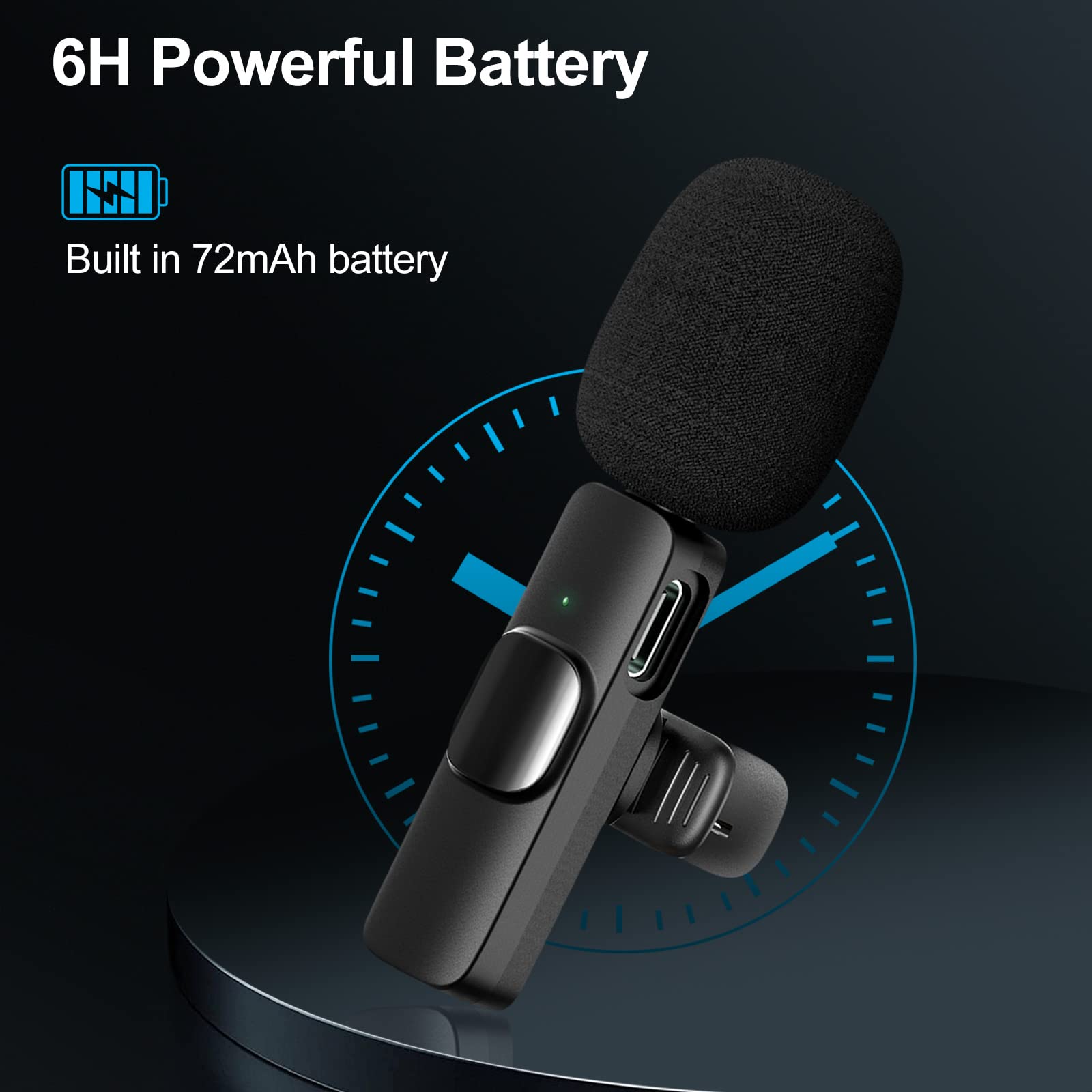 Wireless Lavalier Lapel Microphone for iPhone Mini Mic with Clip Plug-Play Auto Sync Noise-Cancelling Mic for YouTube TikTok Facebook Vlog Interview Recording Without APP/Bluetooth