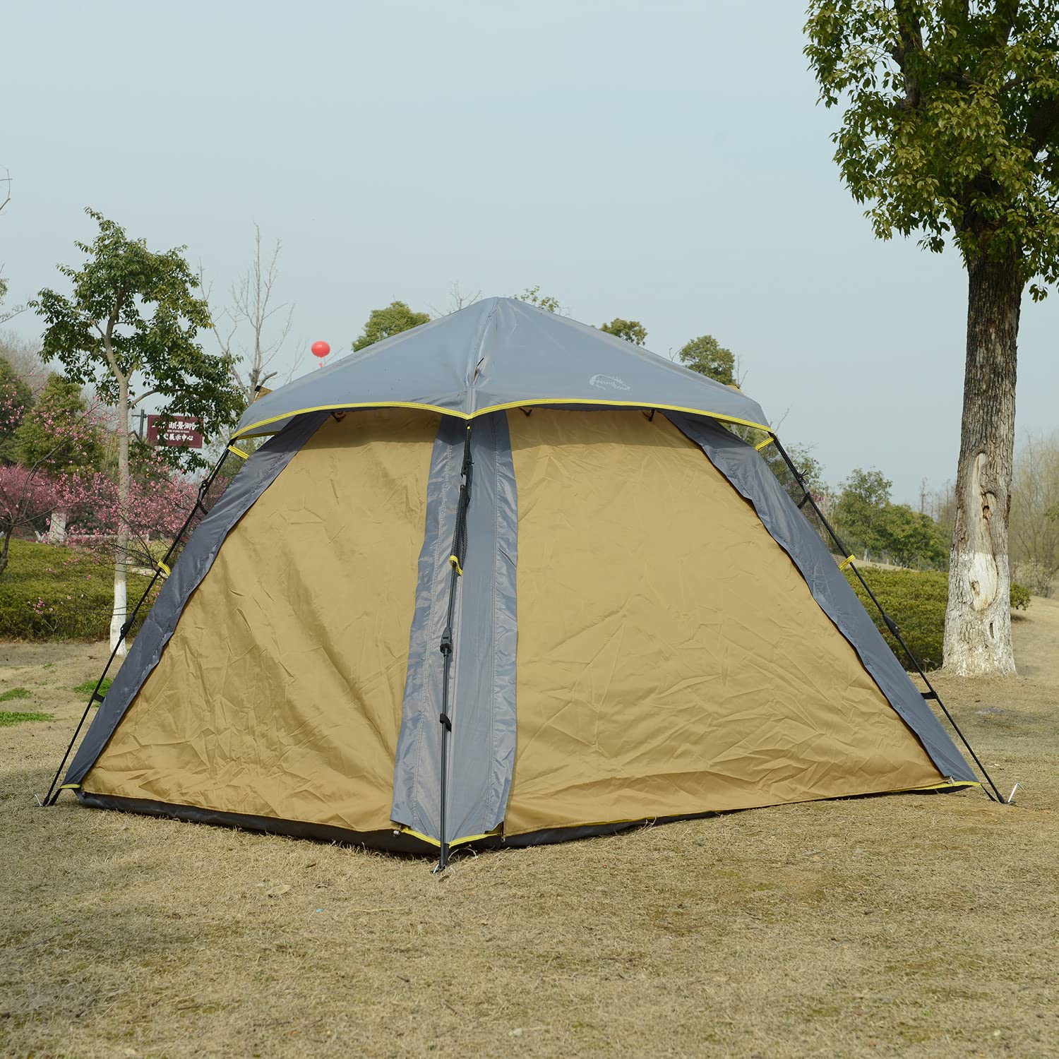 Wind Tour 2-3 Persons Instant Automatic Family Camping Tent Quick Set up Tent for Beach, Traveling, Hiking, Mountaineering, Outdoor Activities (Blue+Yellow)