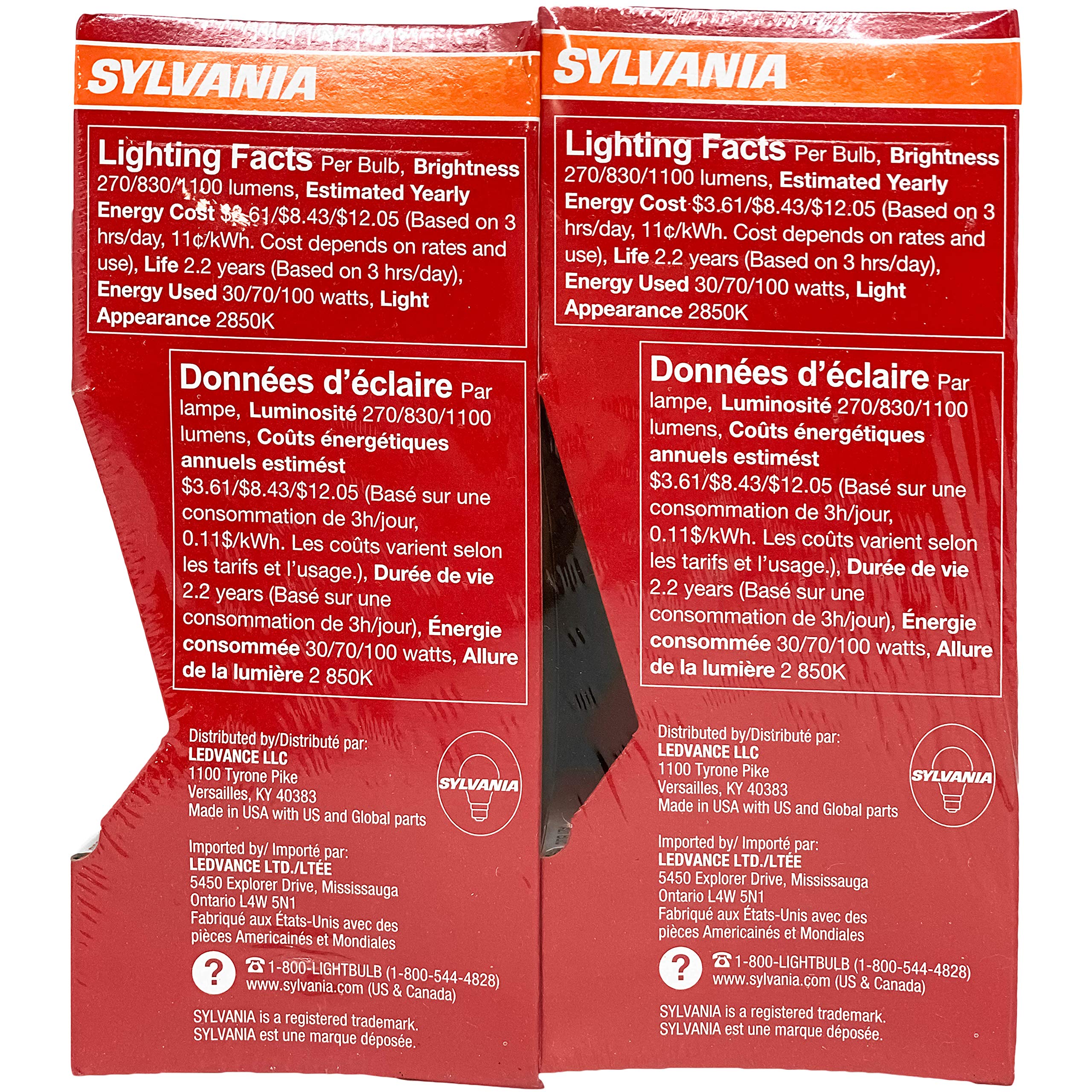 Sylvania Home Lighting 3-Way Bulb, A21-30W/70W/100W-2850K, Double Life, Soft White Finish, Medium Base, 8 Bulbs