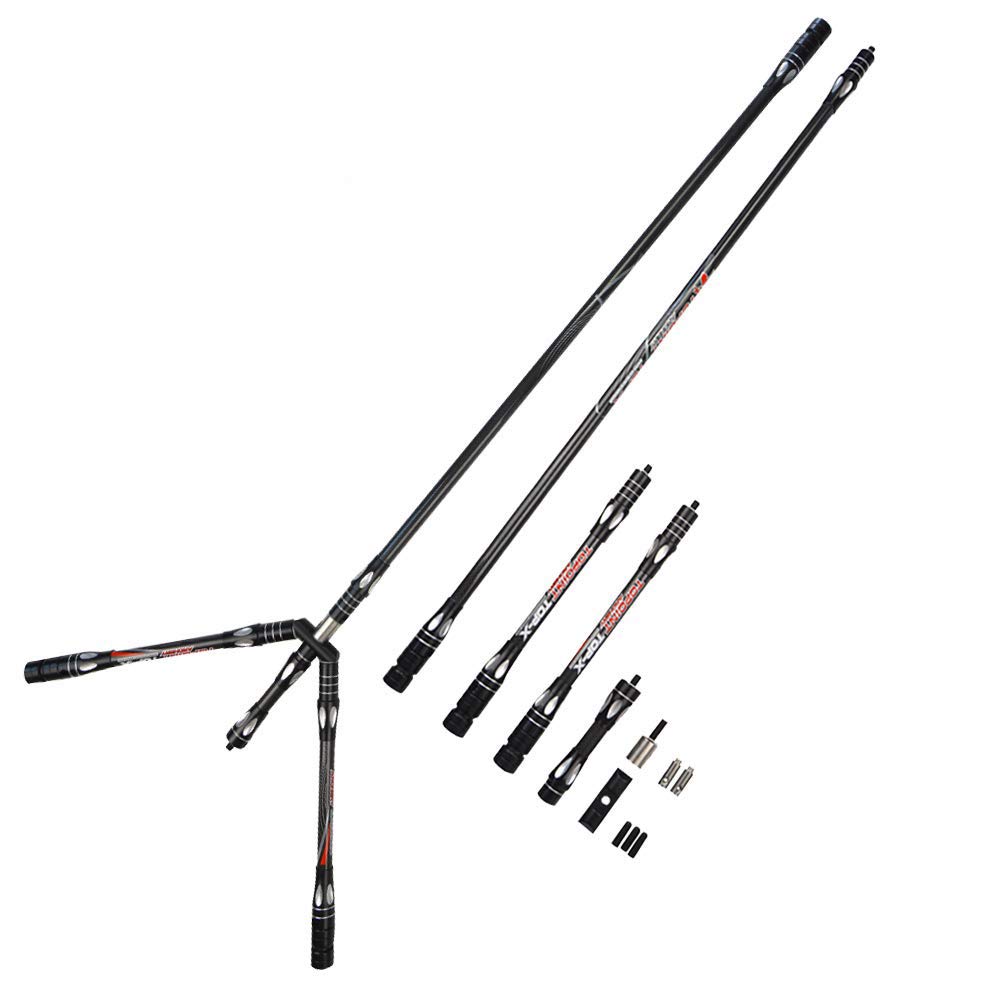 SHARROW 5 Inch 10 Inch 30 Inch Archery Stabilizer Balance Bar Set Detachable Pure Carbon Fiber Vibration Dampene Recurve Bow Accessory Hunting (Silver)