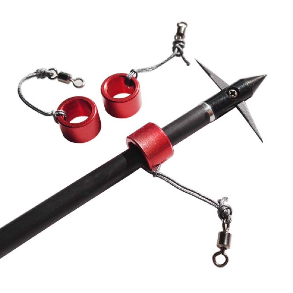 SHARROW 6pcs Bowfishing Safety Slide Arrow Fish Slide Aluminum Red for ID 10mm Arrow Shaft