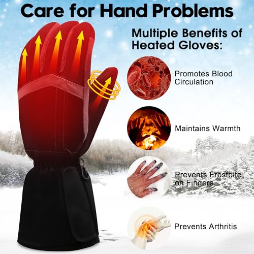 Rabbitroom USB Heated Gloves for Women Men Rechargeable Waterproof Cold Weather Arthrithis Gloves Touchscreen Thick Cotton Heated Gloves Design for Winter Gift Motorcycle Skiing Hunting WorkingCycling