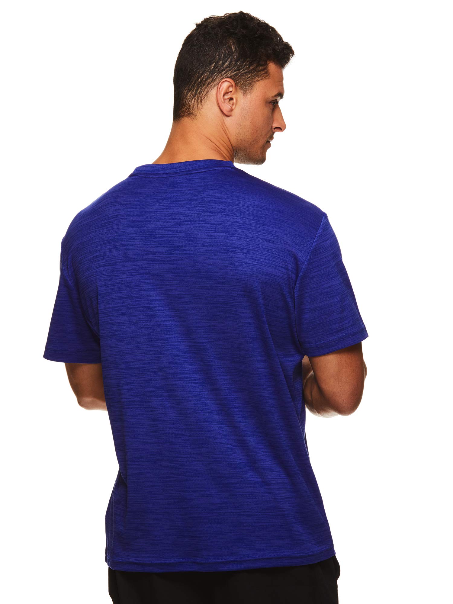 Reebok Men's Supersonic Crewneck Workout T-Shirt Designed with Performance Material - Neptune Streak Heather Blue, Small