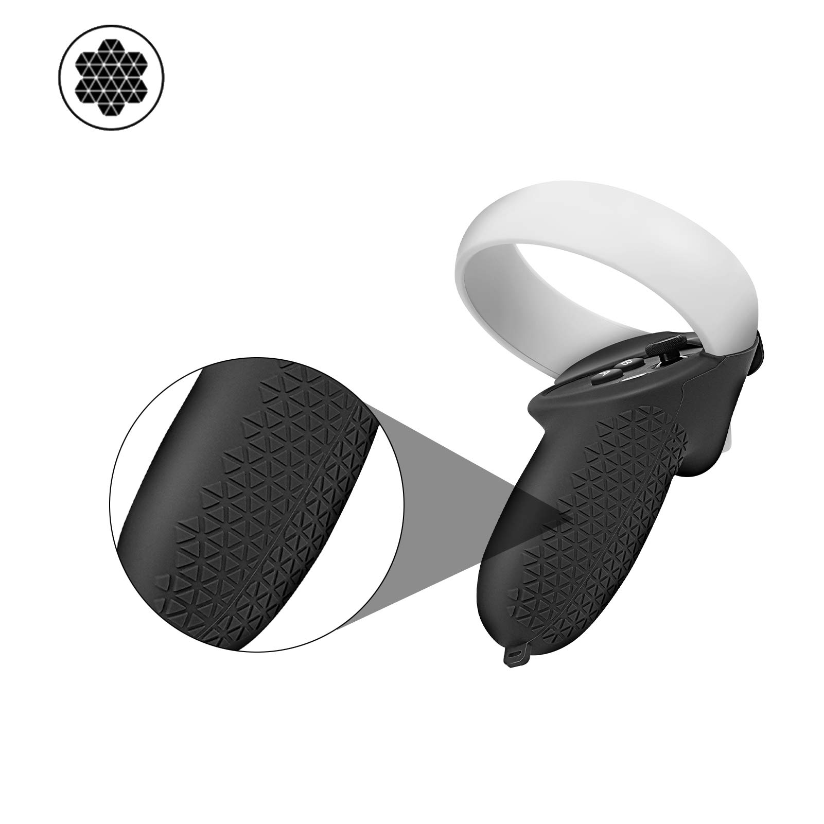 VOKOO VR Protective Cover Compatible with Oculus Quest 2, Silicone Face Cover, Touch Controller Grip Cover and VR Lens Protect Cover - Black