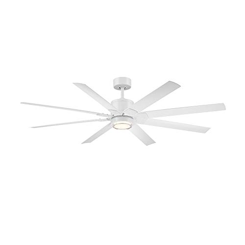 Renegade Smart Indoor and Outdoor 8-Blade Ceiling Fan 52in Matte White with 3000K LED Light Kit and Remote Control worksworks with Alexa and iOS or Android App