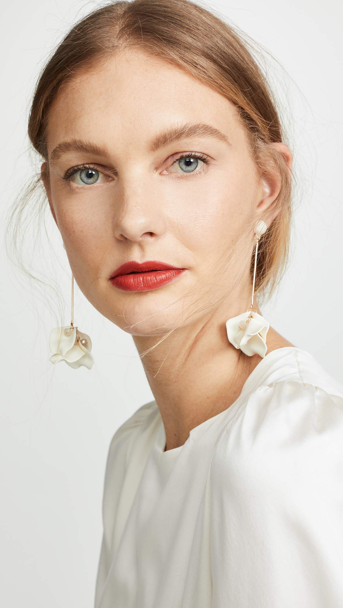 SHASHI Women's Petunia gold plated brass Earrings, White, One Size