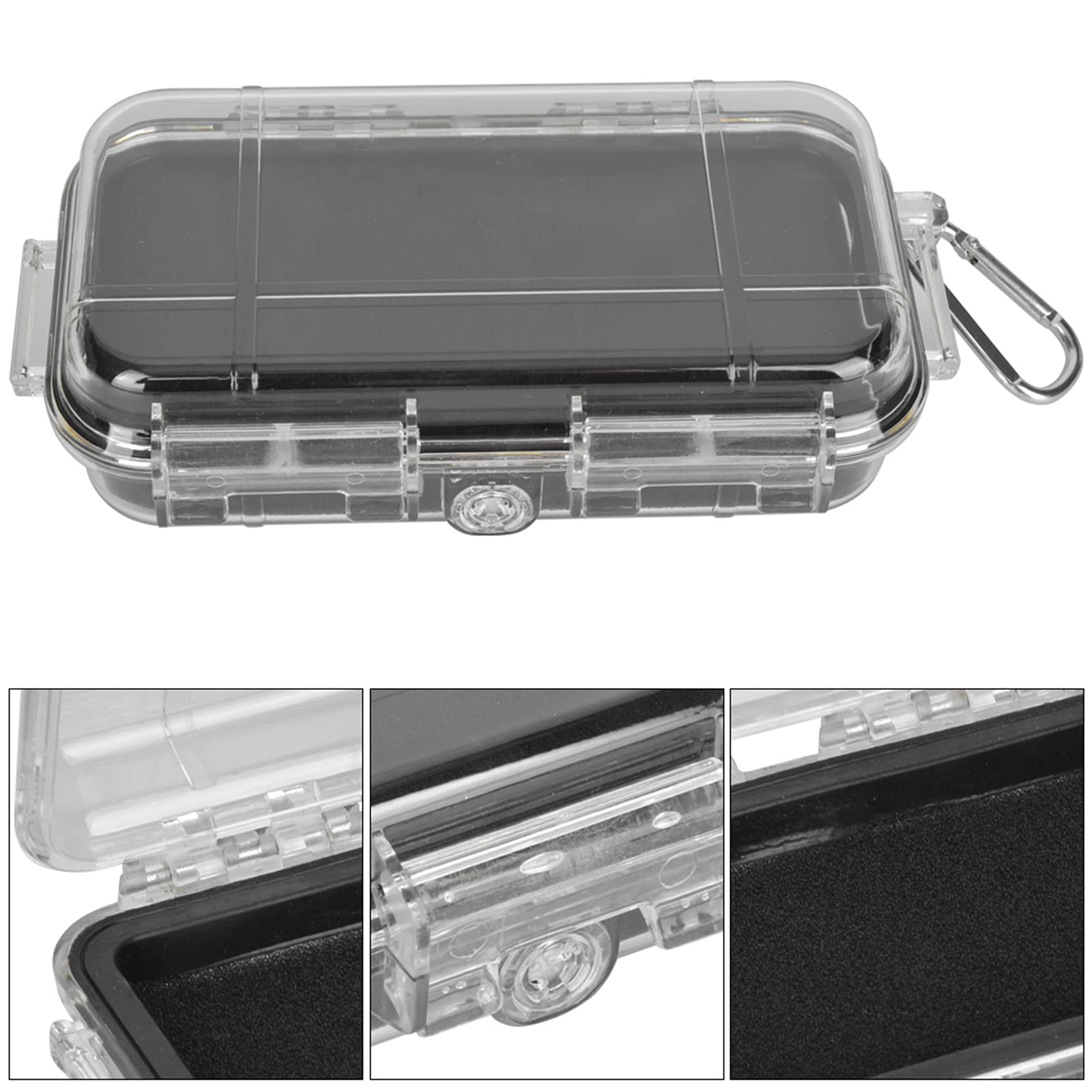 Survival Box Container Waterproof Shockproof Storage Box Outdoor Plastic Airtight Case Container Storage Carry Box(L-Transparent )